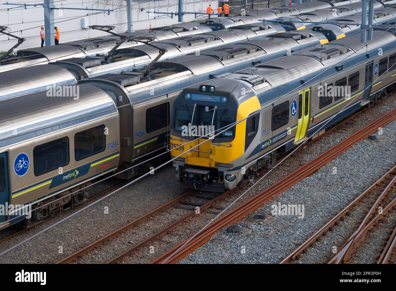 Electric suburban trains at Wellington Station, North Island, New ...