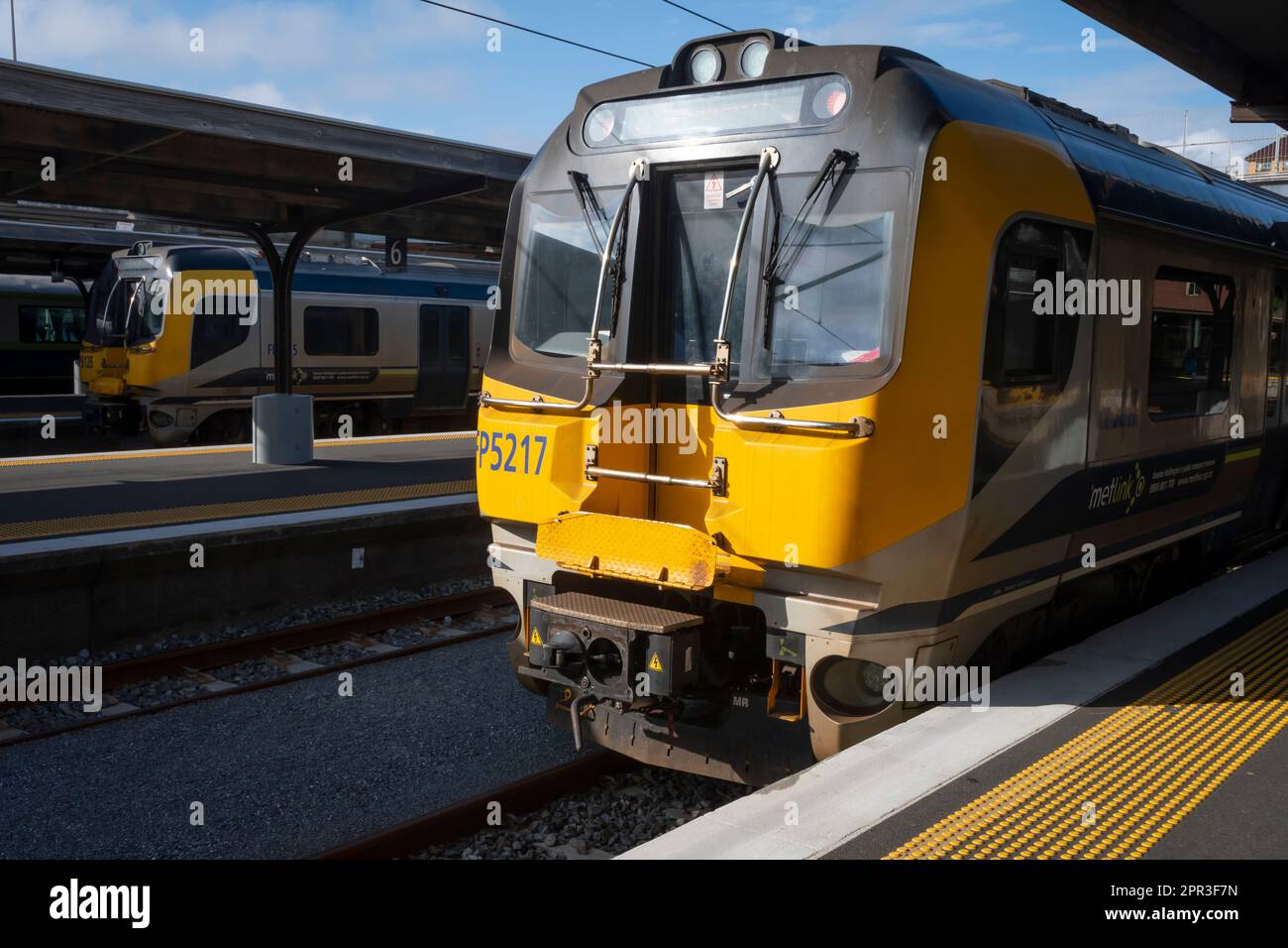 Electric suburban trains at Wellington Station, North Island, New ...