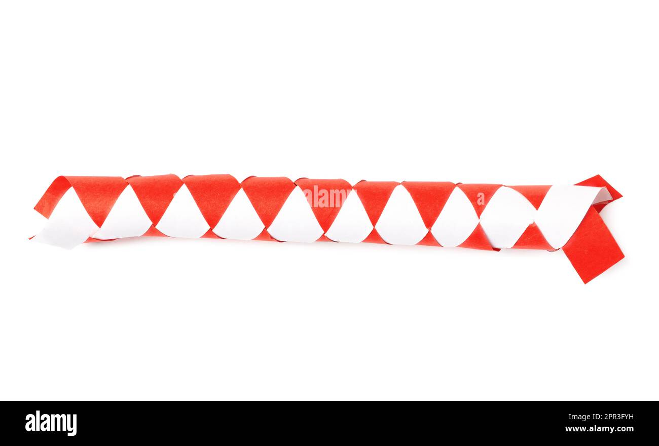 Chinese finger trap isolated on white, top view Stock Photo - Alamy