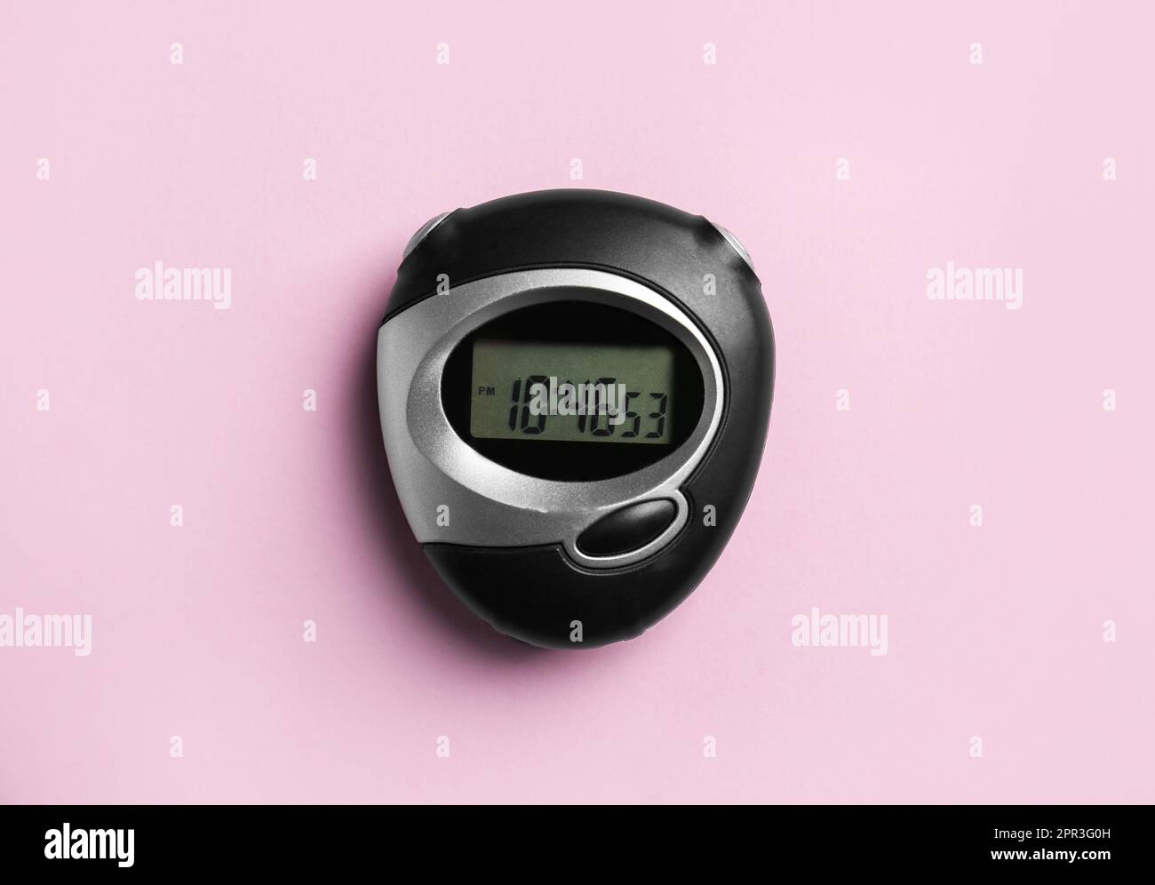 Digital timer on pink background, top view Stock Photo - Alamy