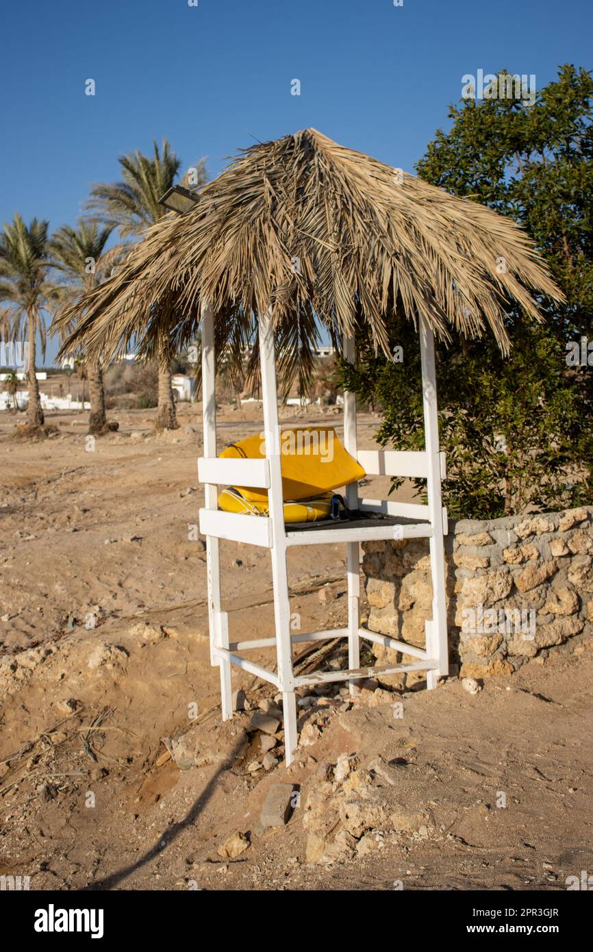 traditional wooden roofed chair for a watchmen Stock Photo - Alamy