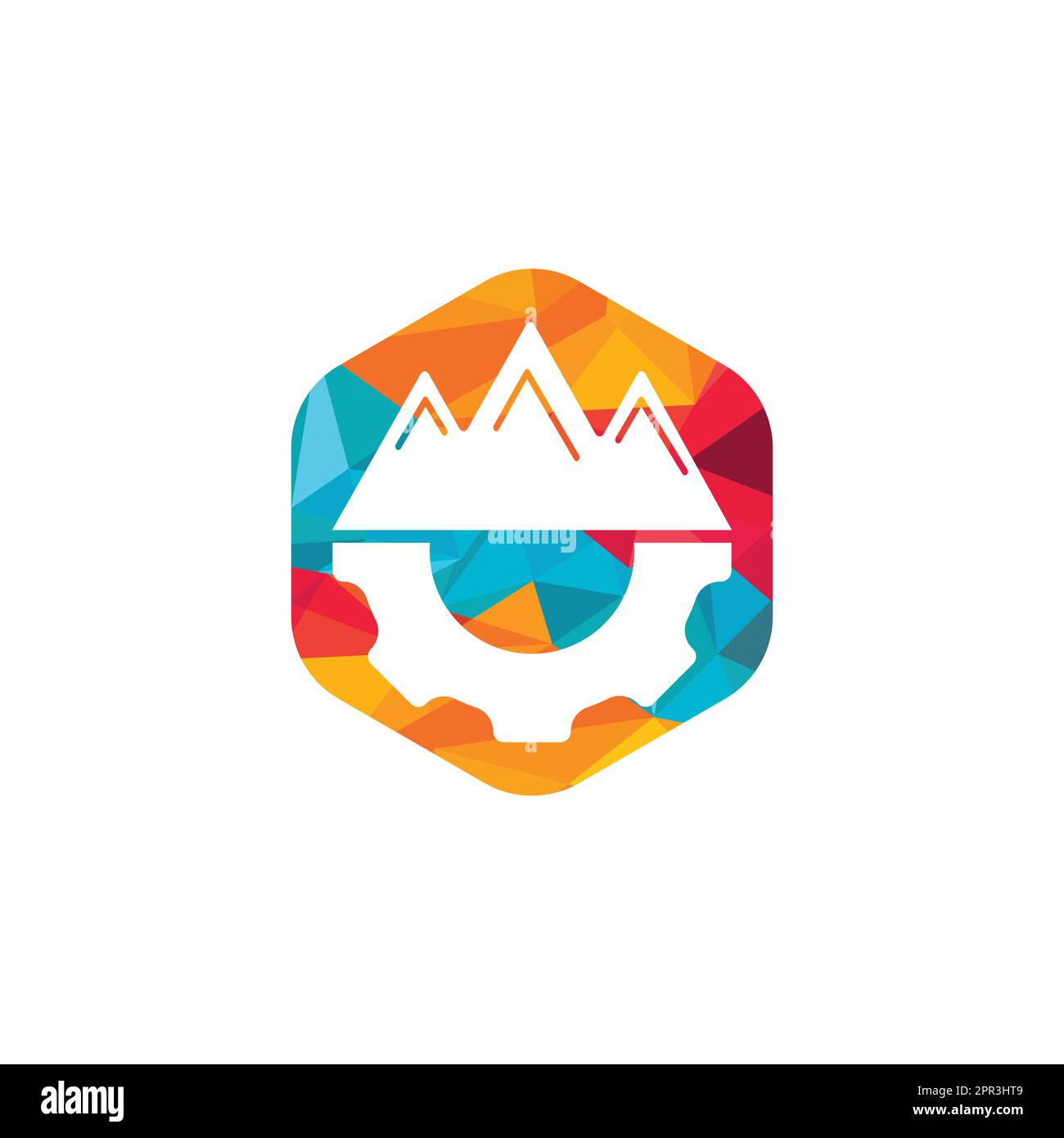 Mountain Gear vector logo design. Nature and mechanic symbol or icon ...