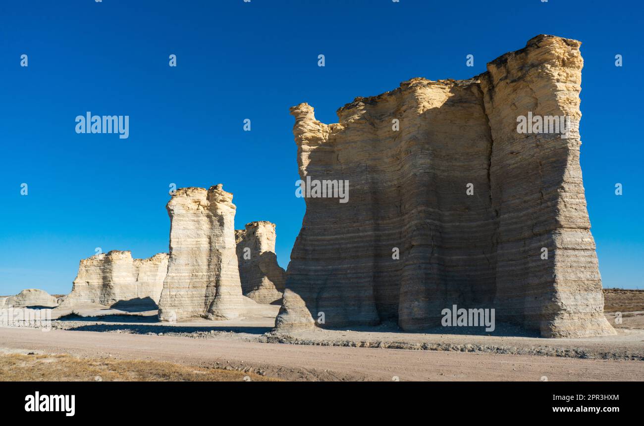 Monument Rocks, Large Chalk Formations in Kansas Stock Photo - Alamy