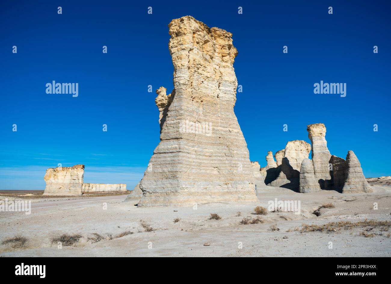 Monument Rocks, Large Chalk Formations in Kansas Stock Photo - Alamy