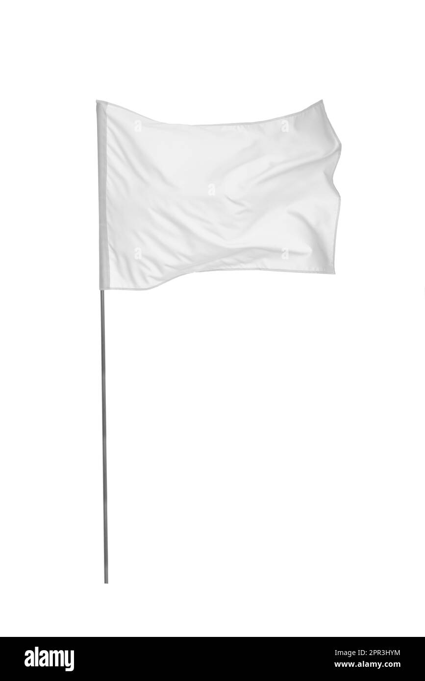 Blank flag isolated on white. Mockup for design Stock Photo - Alamy
