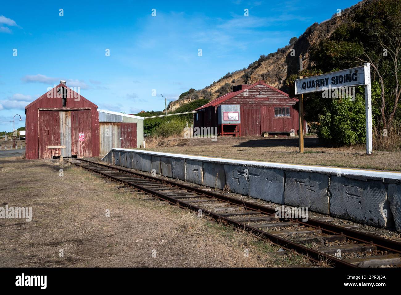 Station and engine shed at Quarry Siding, Oamaru, North Otago, South ...