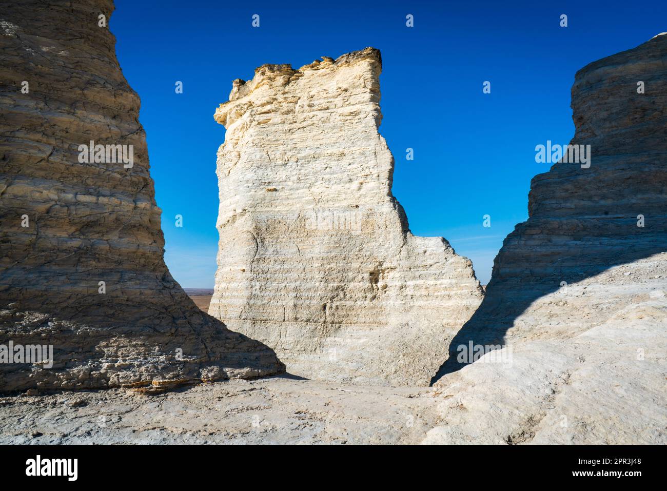 Monument Rocks, Large Chalk Formations in Kansas Stock Photo - Alamy