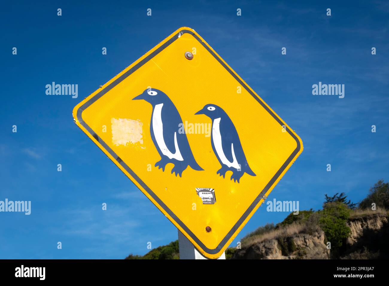 Penguins road sign, Oamaru, North Otago, South Island, New Zealand ...