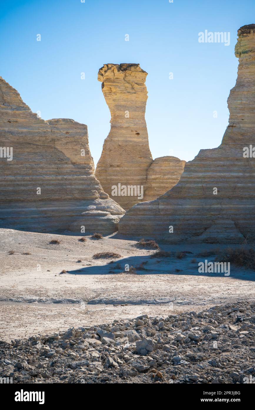 Monument Rocks, Large Chalk Formations in Kansas Stock Photo - Alamy
