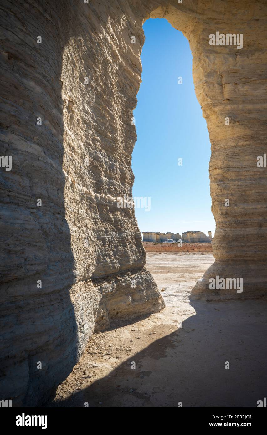 Monument Rocks, Large Chalk Formations in Kansas Stock Photo - Alamy