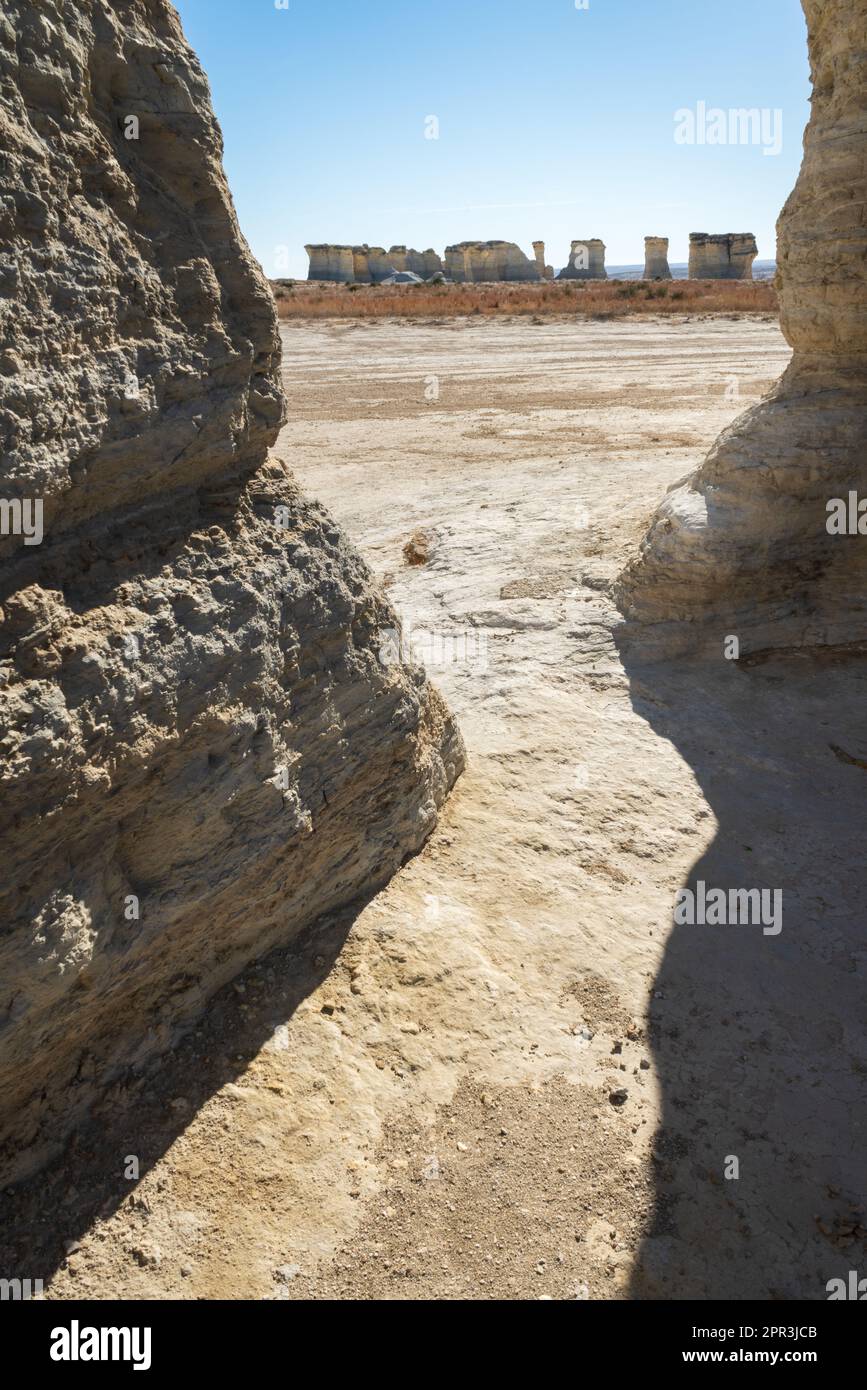 Monument Rocks, Large Chalk Formations in Kansas Stock Photo - Alamy