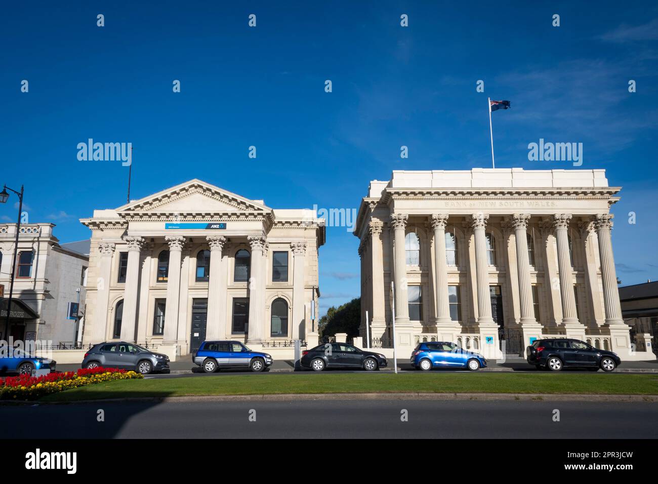 Old bank buildings, Oamaru, North Otago, South Island, New Zealand ...