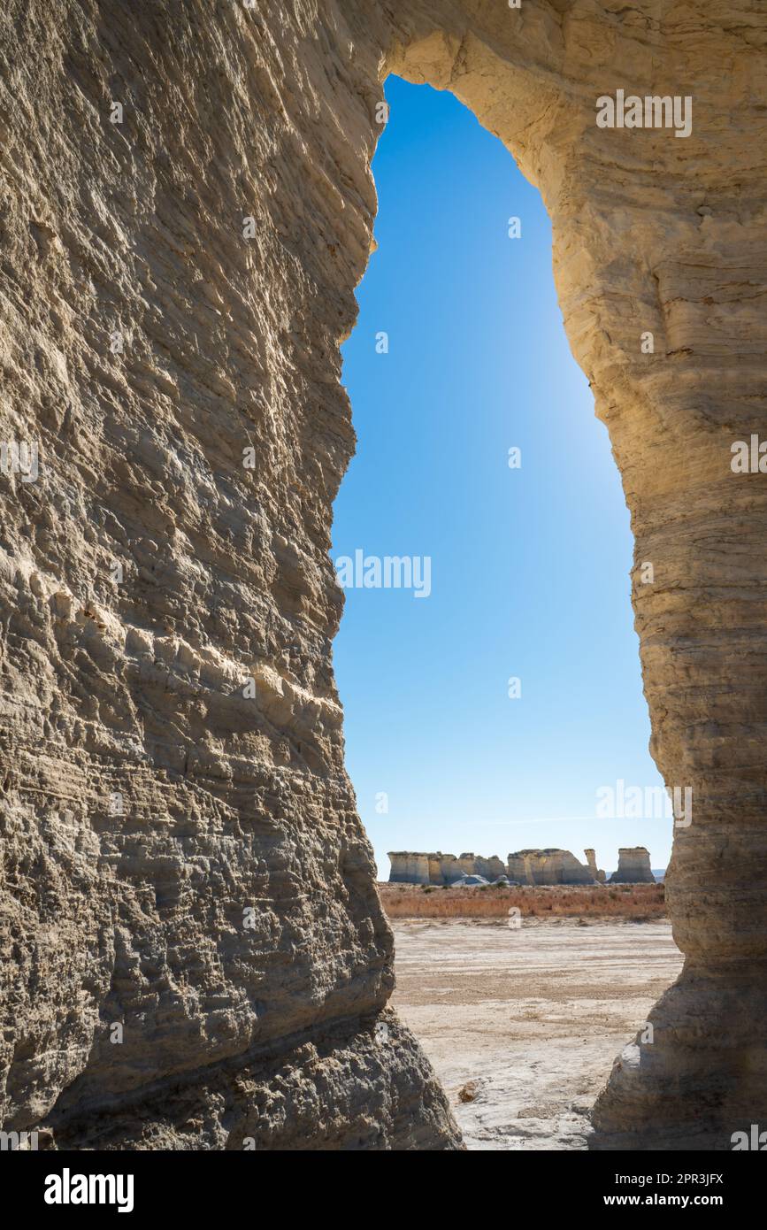 Monument Rocks, Large Chalk Formations in Kansas Stock Photo - Alamy