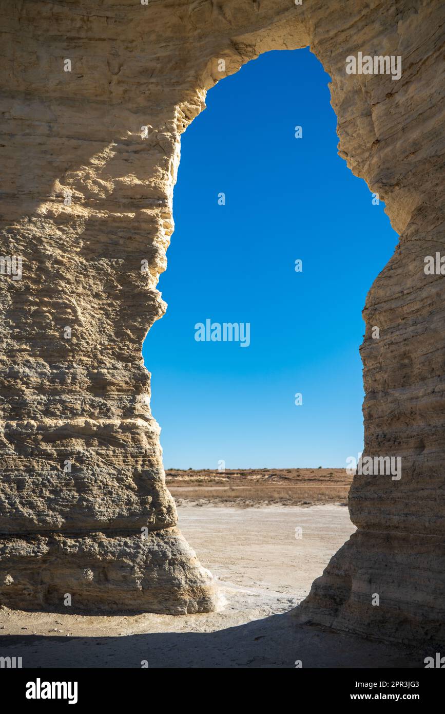 Monument Rocks, Large Chalk Formations in Kansas Stock Photo - Alamy