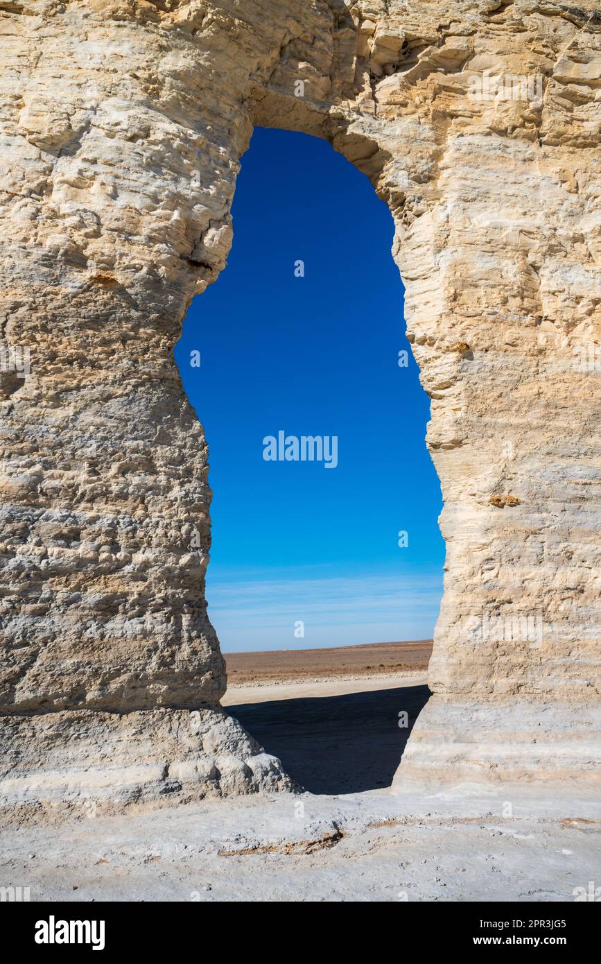 Monument Rocks, Large Chalk Formations in Kansas Stock Photo - Alamy