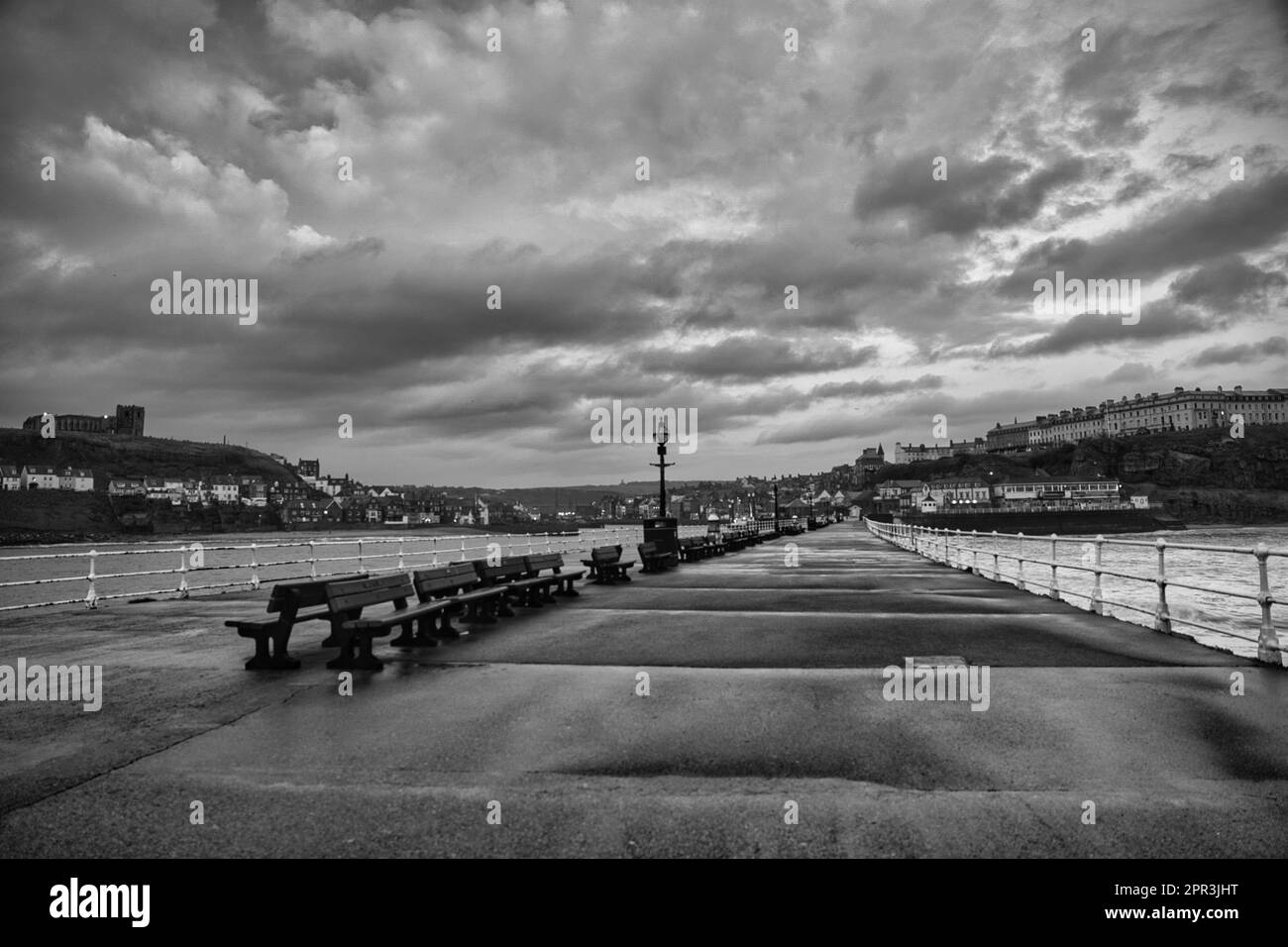The long pier at Whitby Stock Photo - Alamy