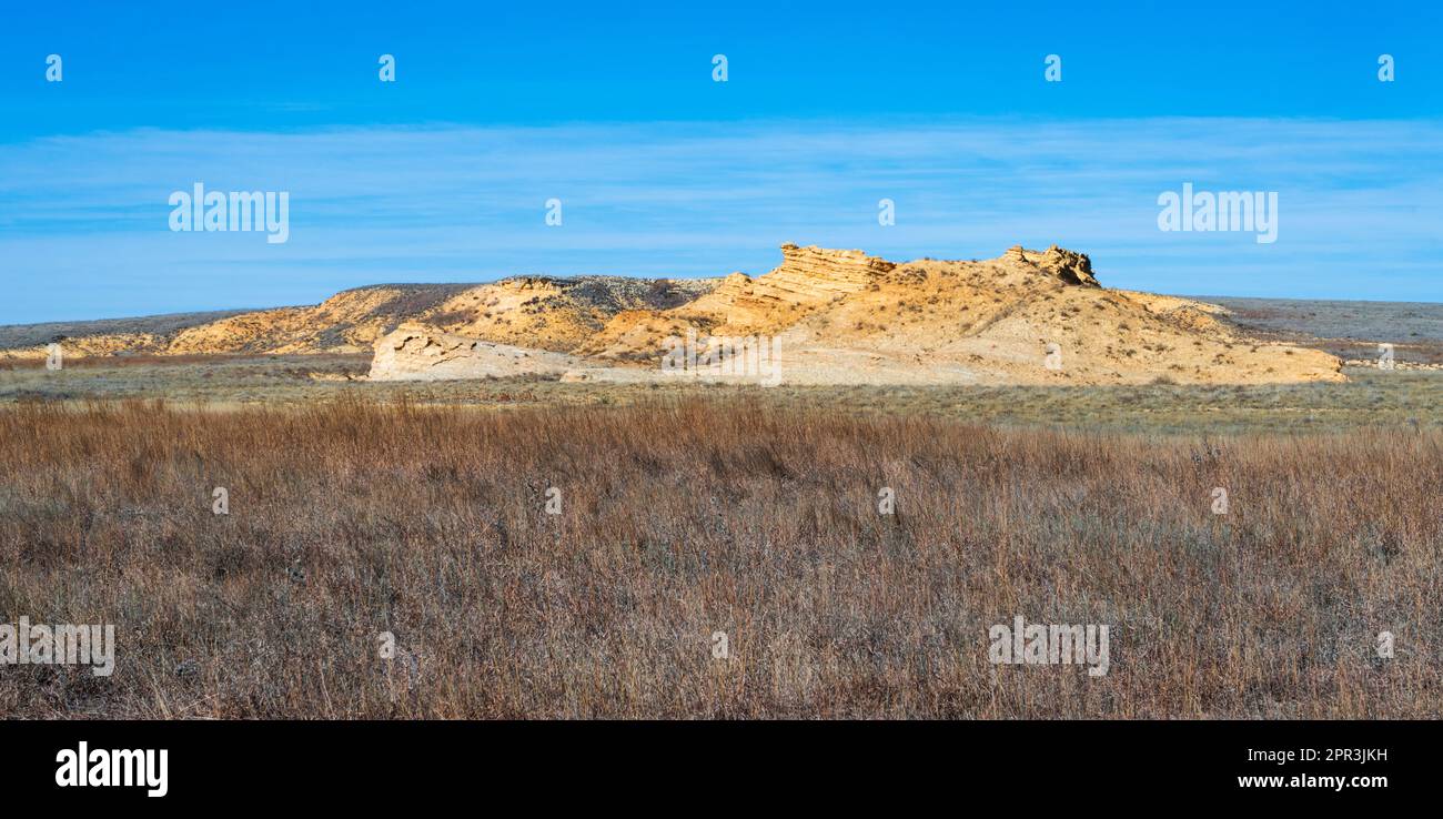 Monument Rocks, Large Chalk Formations in Kansas Stock Photo - Alamy