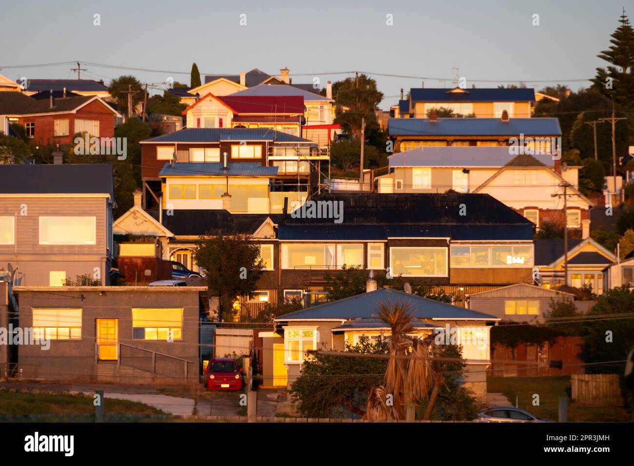 Houses on hillside, Oamaru, North Otago, South Island, New Zealand ...