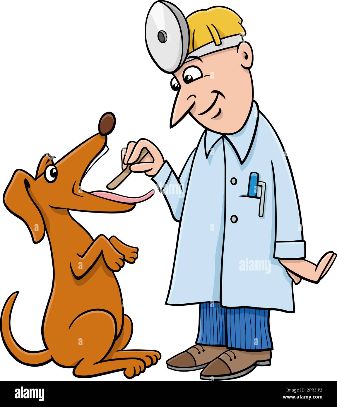 cartoon dog character at the vet having throat exam Stock Vector Image ...