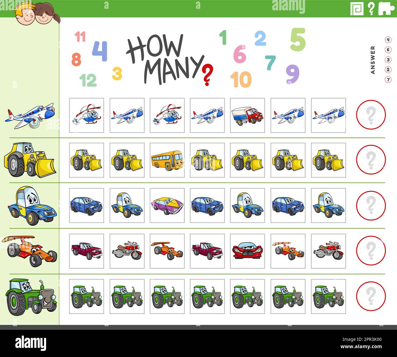 counting task with cartoon vehicles characters Stock Vector Image & Art ...