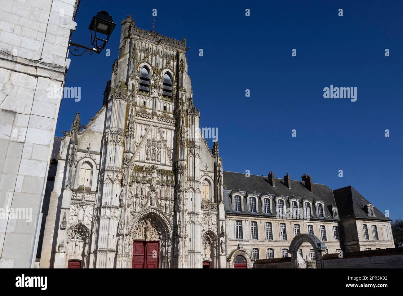 West facade of the Abbey church of Saint-Riquier in the Somme ...