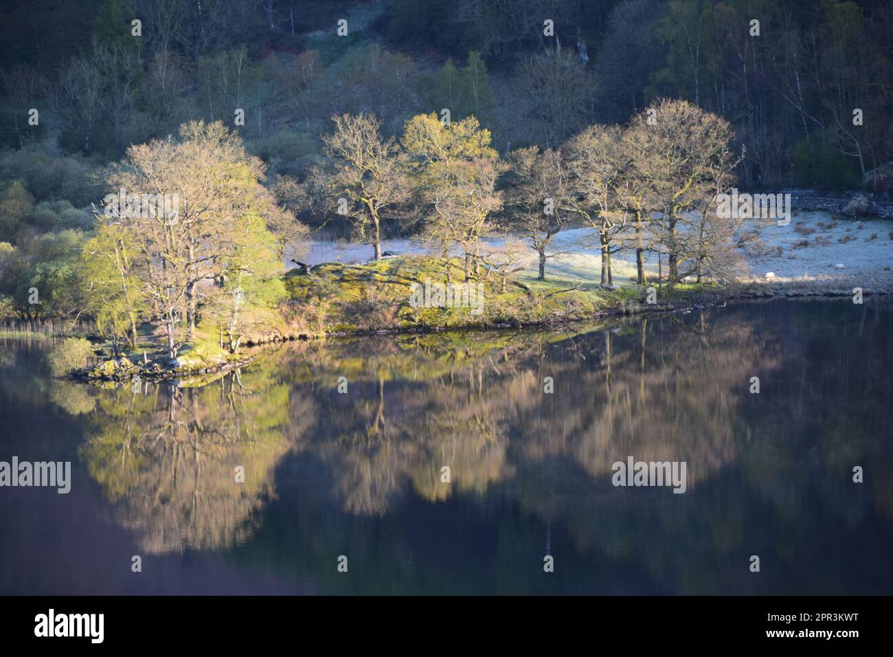 Springtime reflections on Rydal water, English Lake district Stock ...