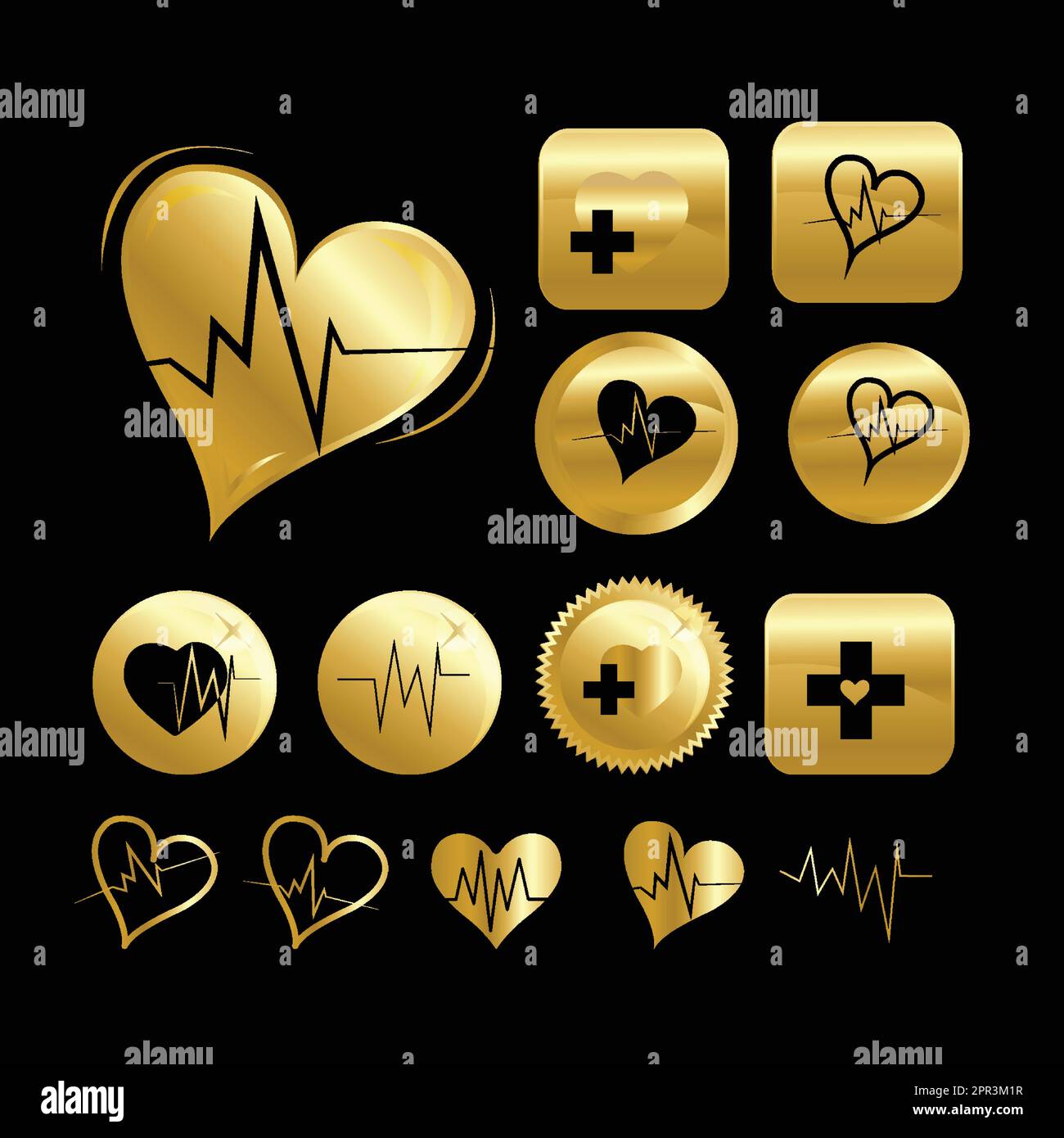 Set of gold heart attack icons Stock Vector Image & Art - Alamy