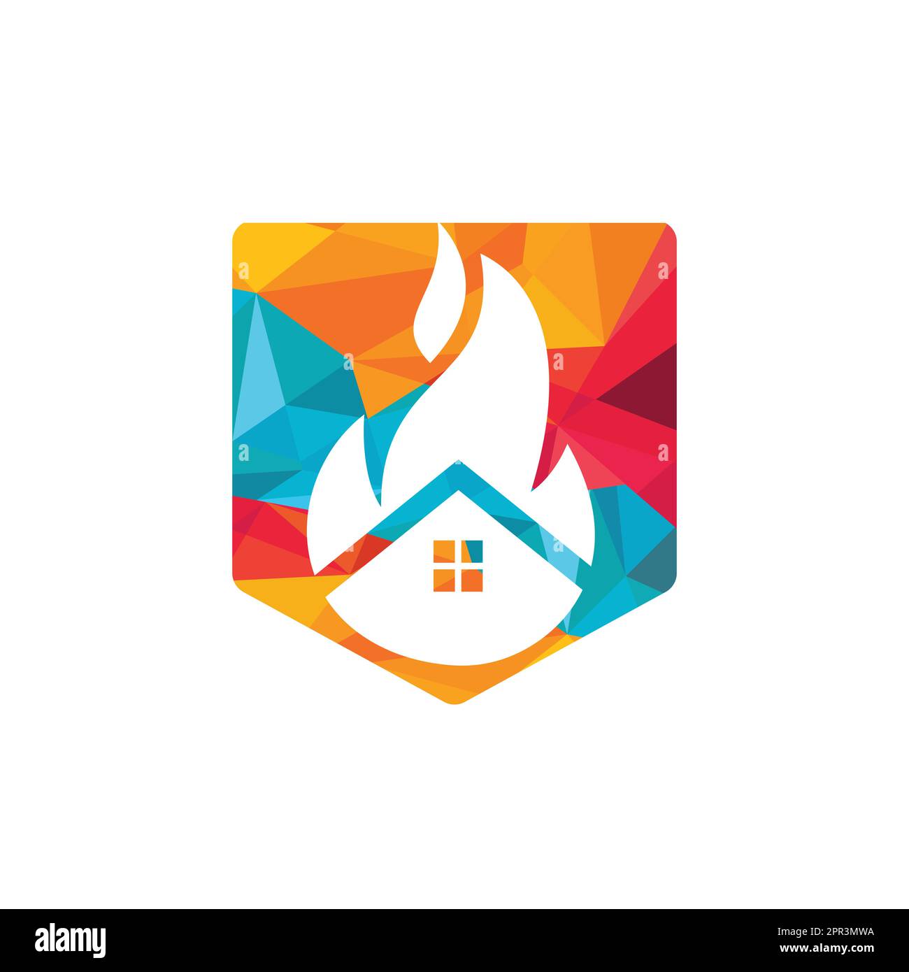 House fire vector logo design template. Preventing fire or fire alarm ...