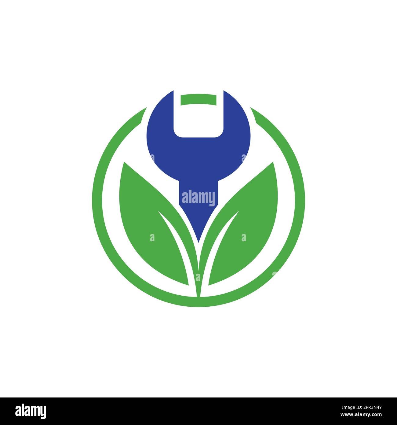 Wrench leaf vector logo design template. Repair service leaf nature ...