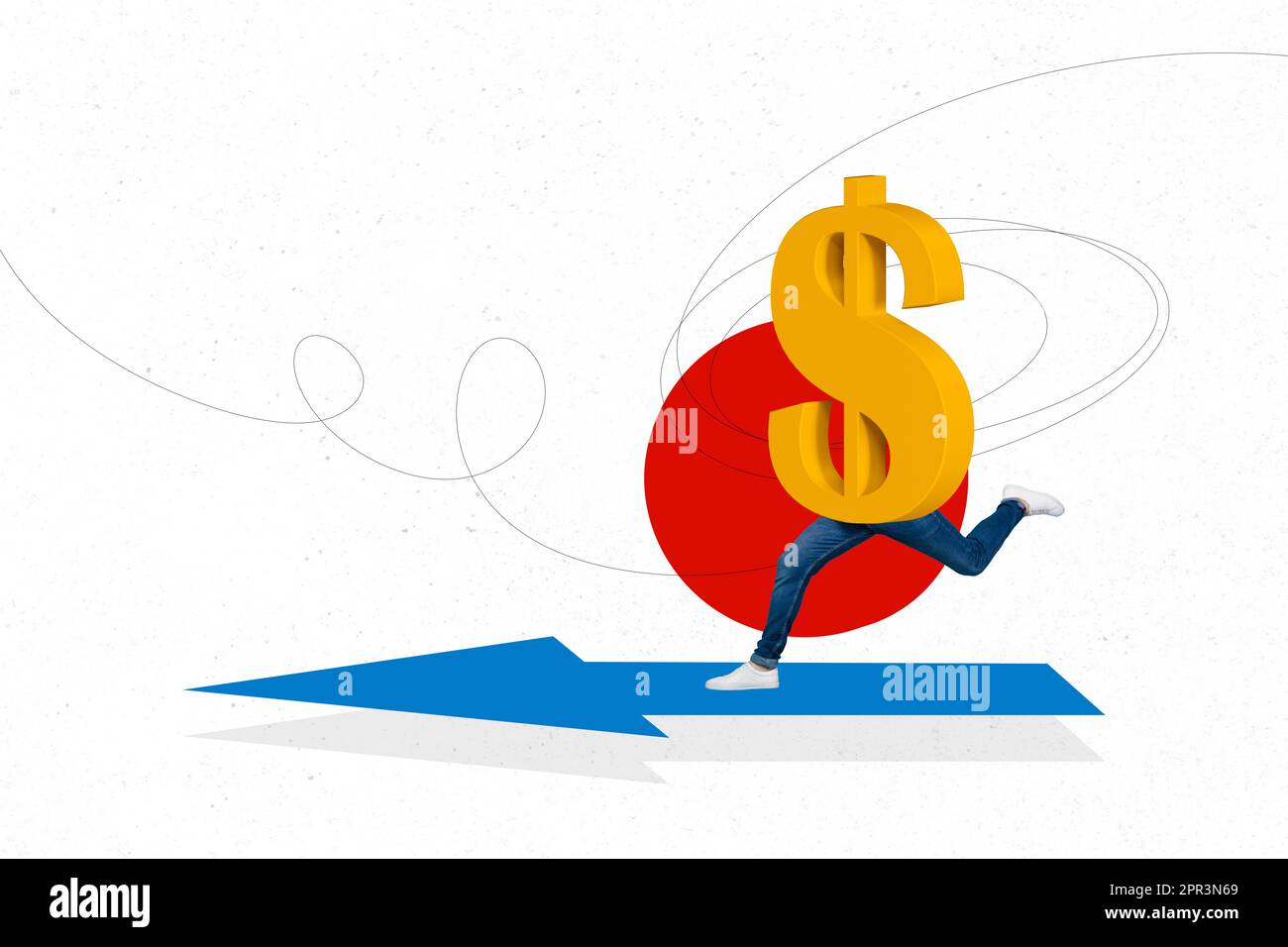 Collage photo picture of headless absurd running exchange dollar icon ...