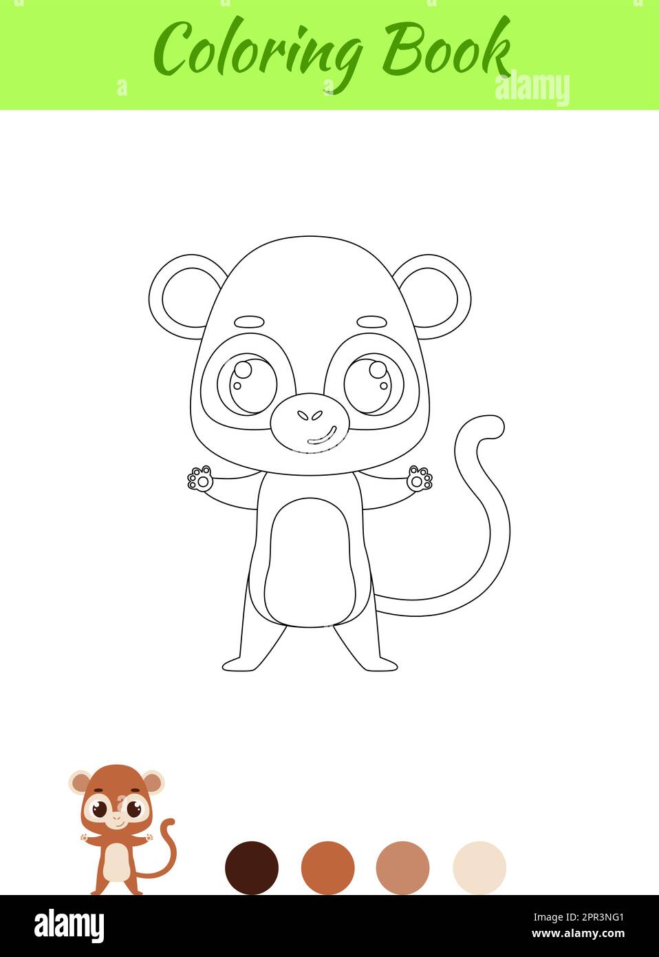 Coloring page happy monkey. Coloring book for kids. Educational ...