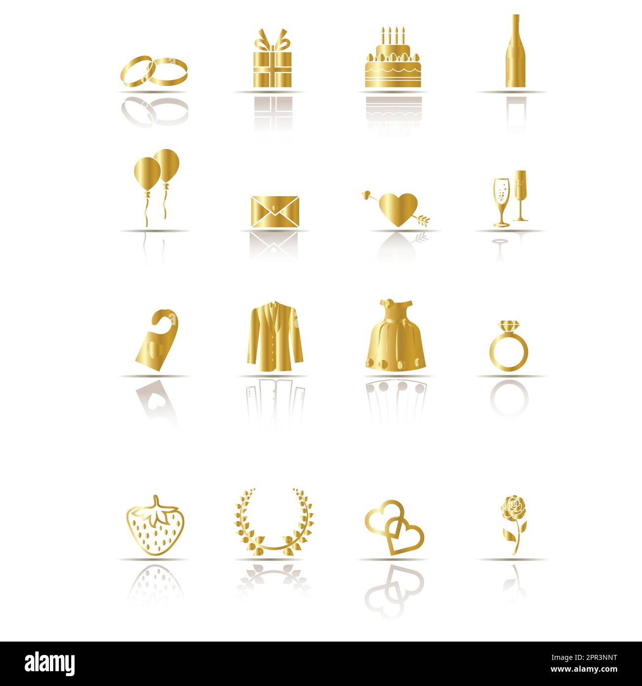 Set of gold wedding icons Stock Vector Image & Art - Alamy
