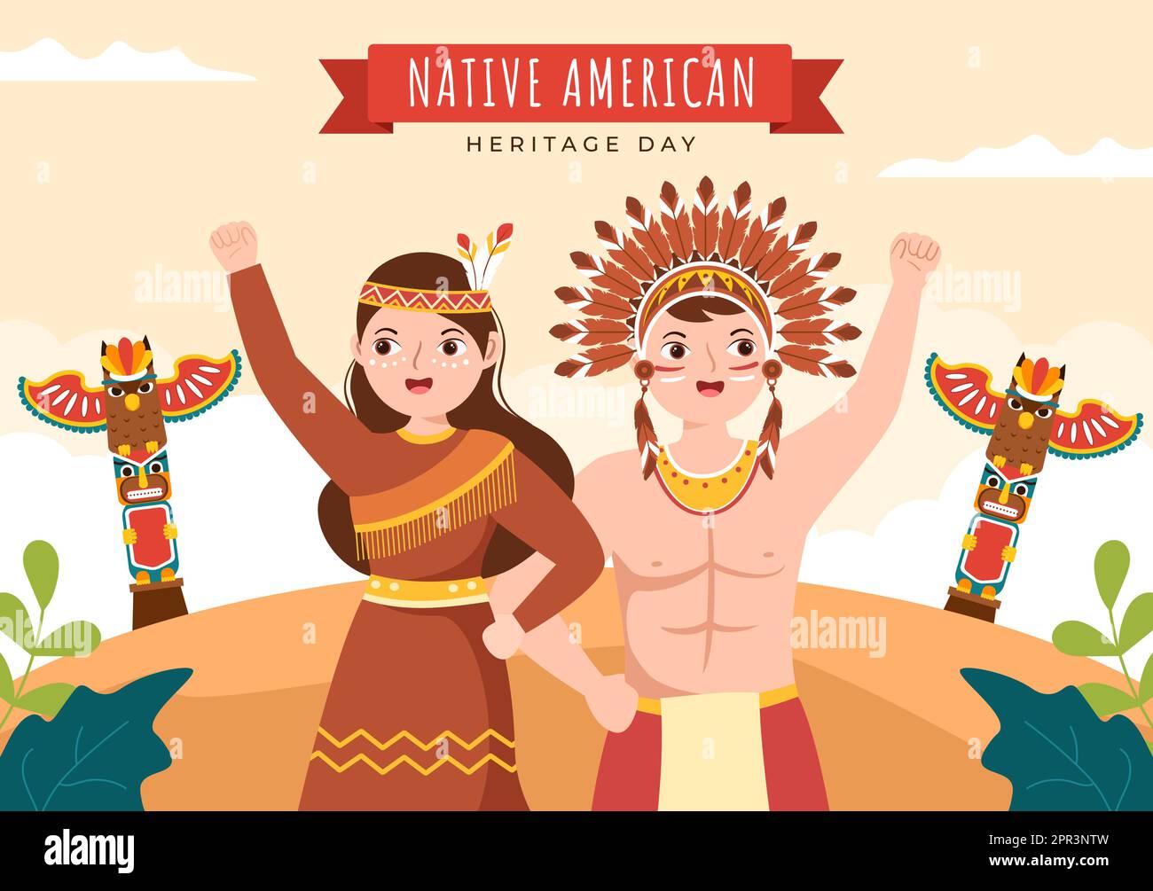 Native American Heritage Day Template Hand Drawn Cartoon Flat ...