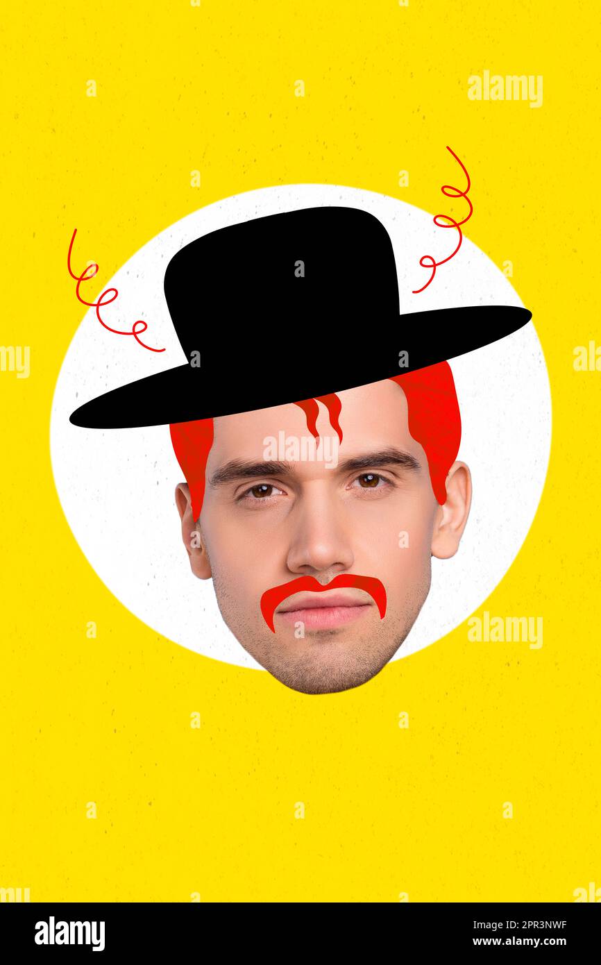 Photo collage artwork minimal picture of cool serious latino guy wear ...