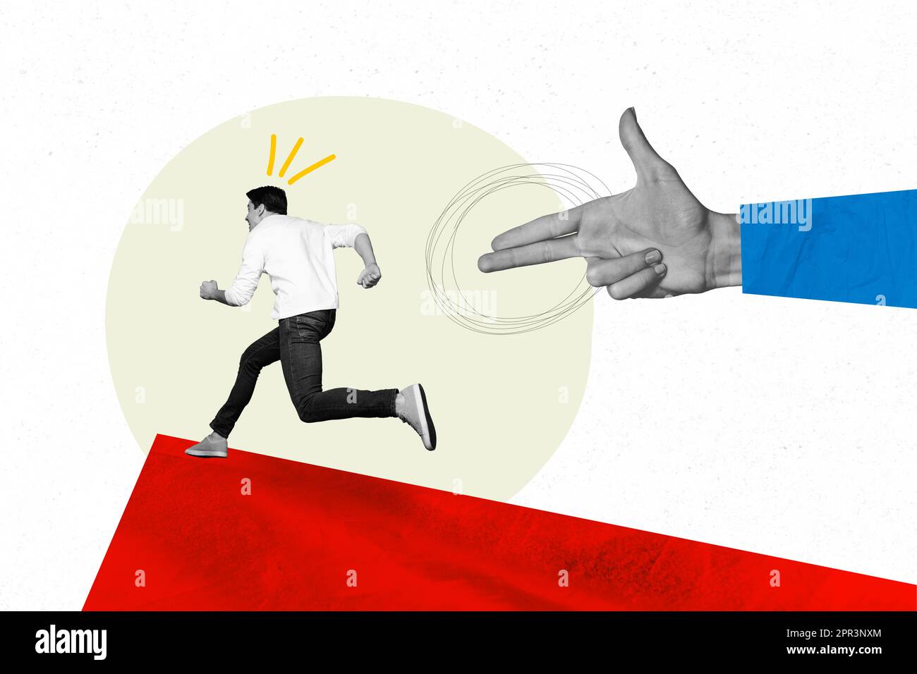 Creative abstract template graphics collage image of arm gun shooting ...