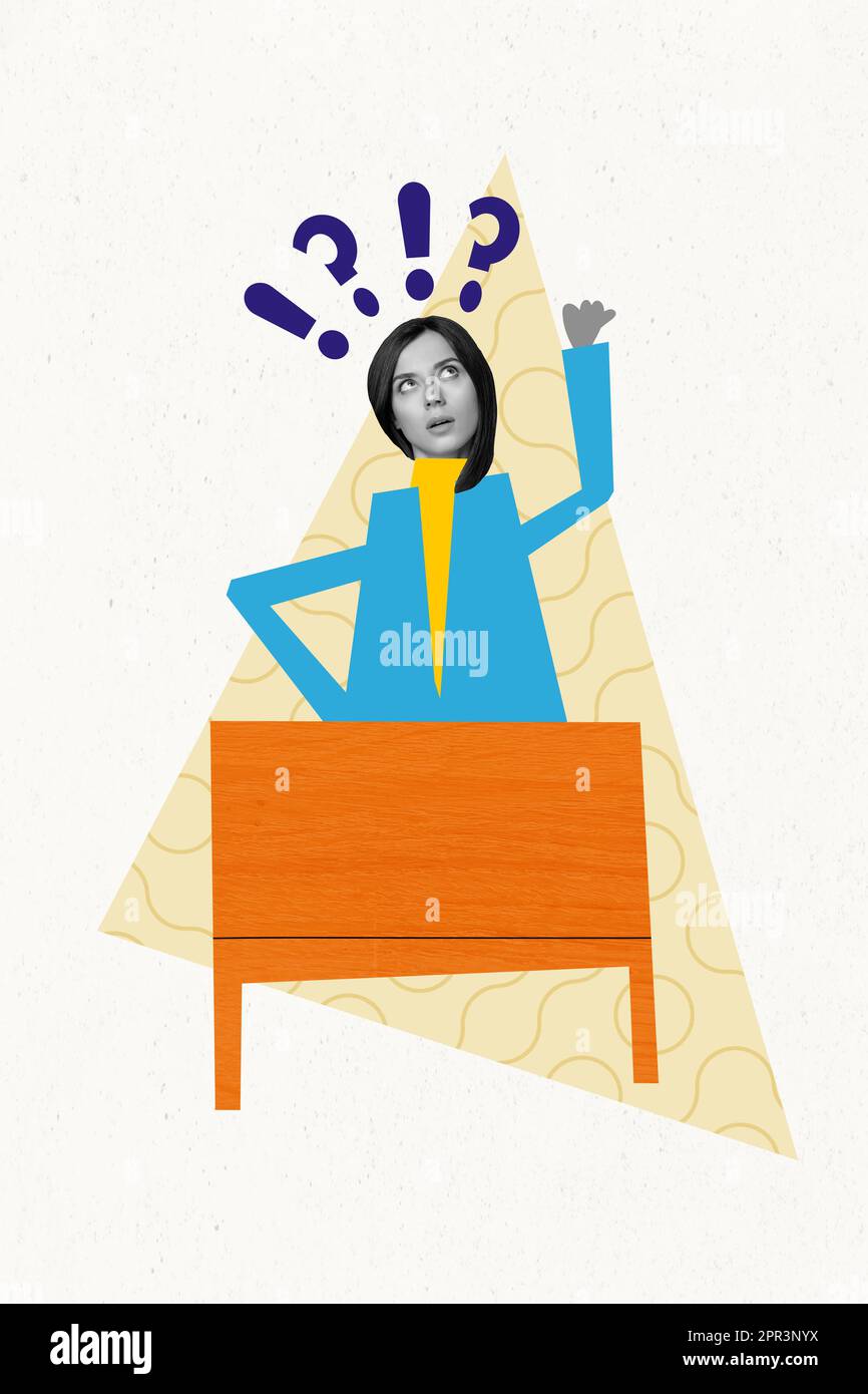 Creative 3d photo artwork graphics collage painting of doubtful unsure ...