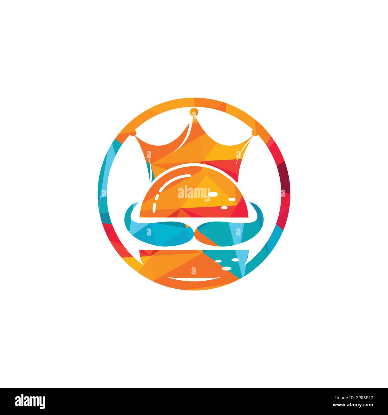 Burger king vector logo design. Burger with crown and mustache icon ...
