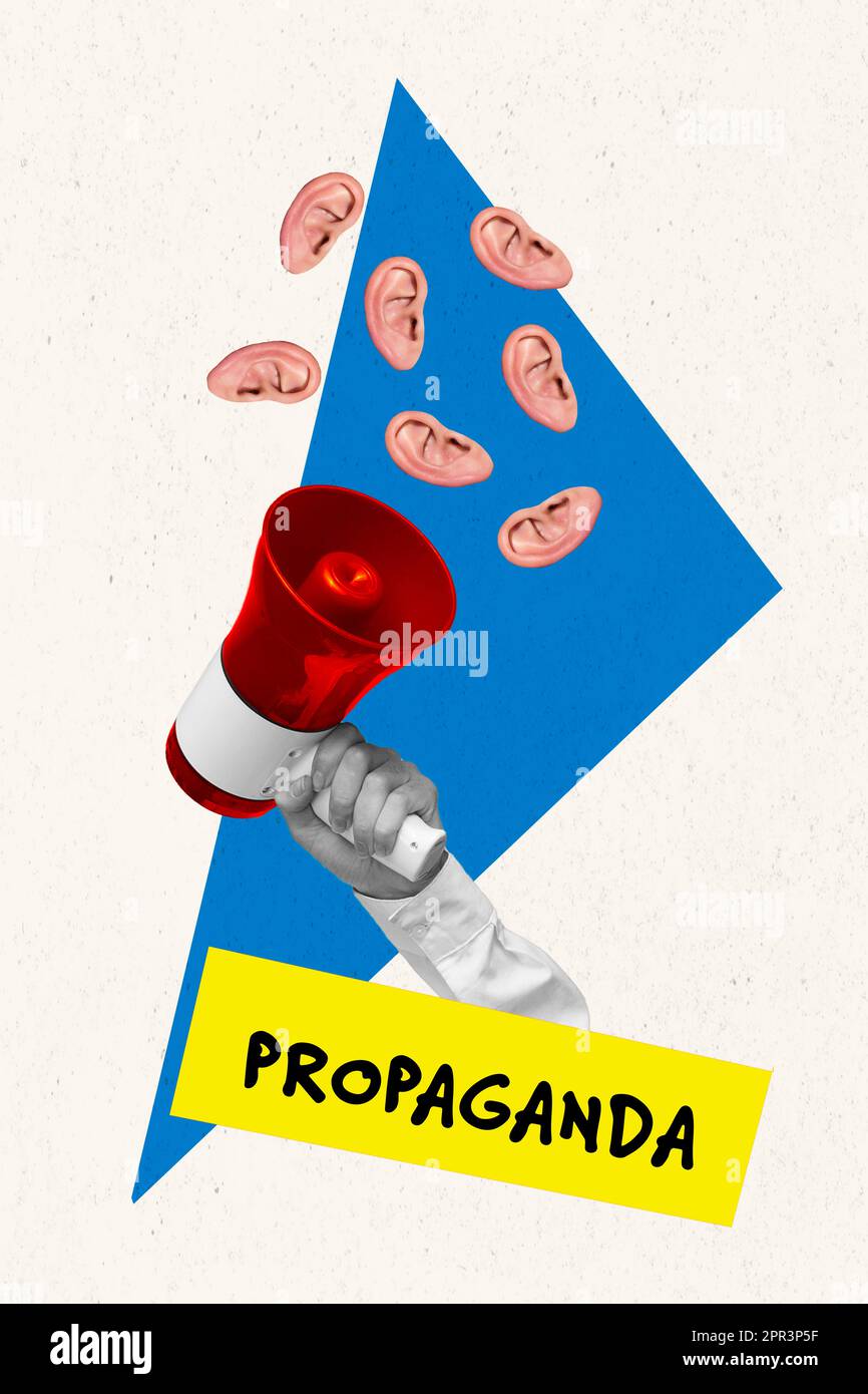 Crazy collage template exclusive photo of crowd ears listening ...