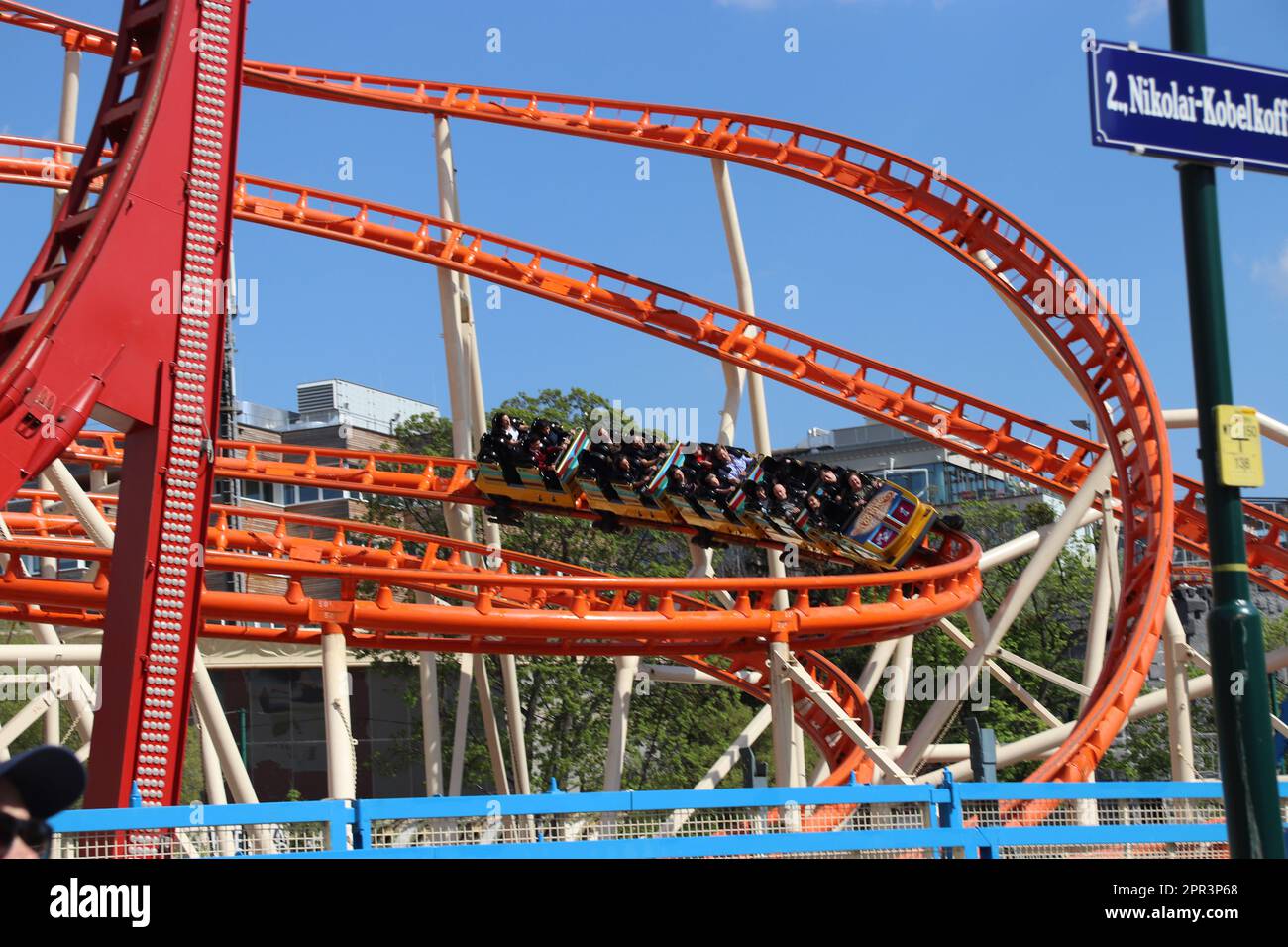 Boomerang roller coaster at prater amusement park Vienna Stock Photo ...