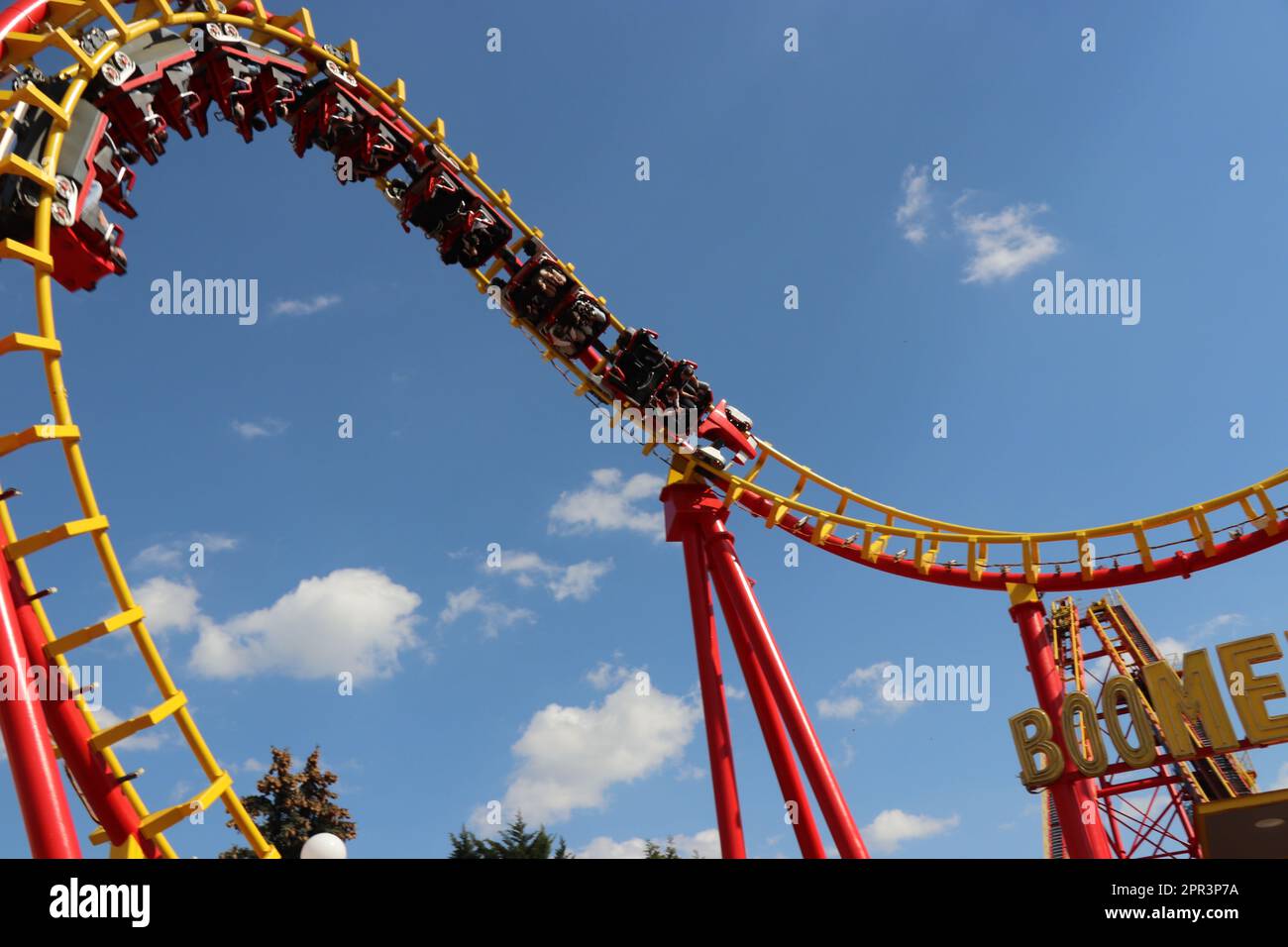 Boomerang roller coaster at prater amusement park Vienna Stock Photo ...