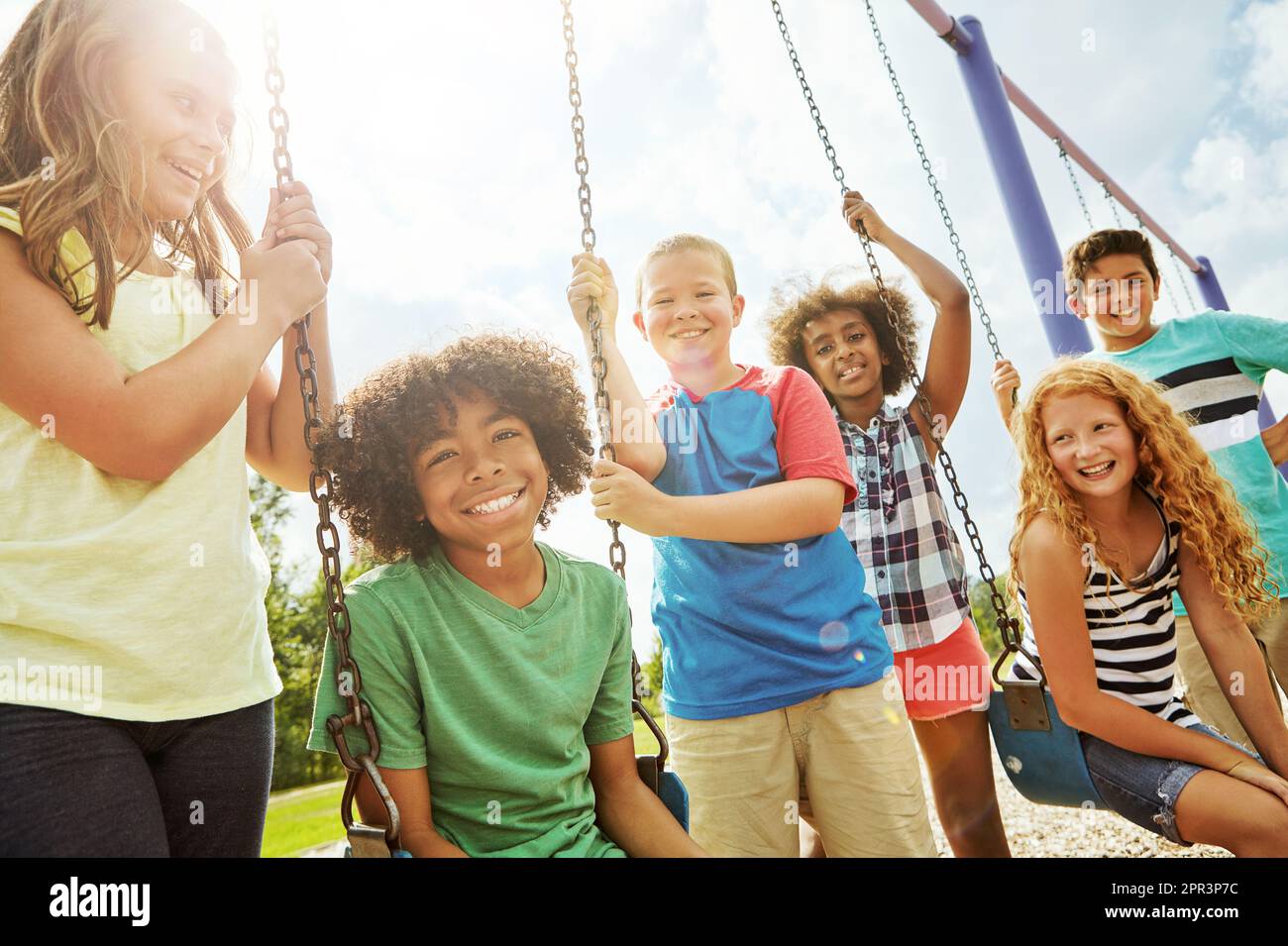 Its all fun and games when theyre together. a group of young children ...