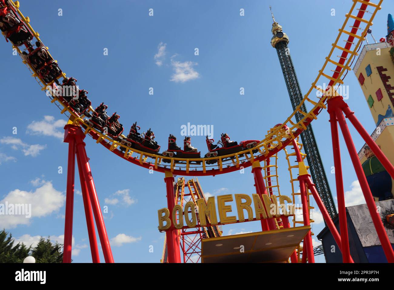 Boomerang roller coaster at prater amusement park Vienna Stock Photo ...