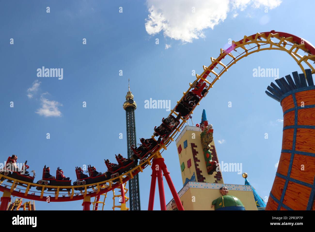Boomerang roller coaster at prater amusement park Vienna Stock Photo ...