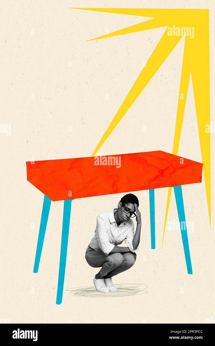 Collage 3d pinup pop retro sketch image of stressed depressed lady guy ...