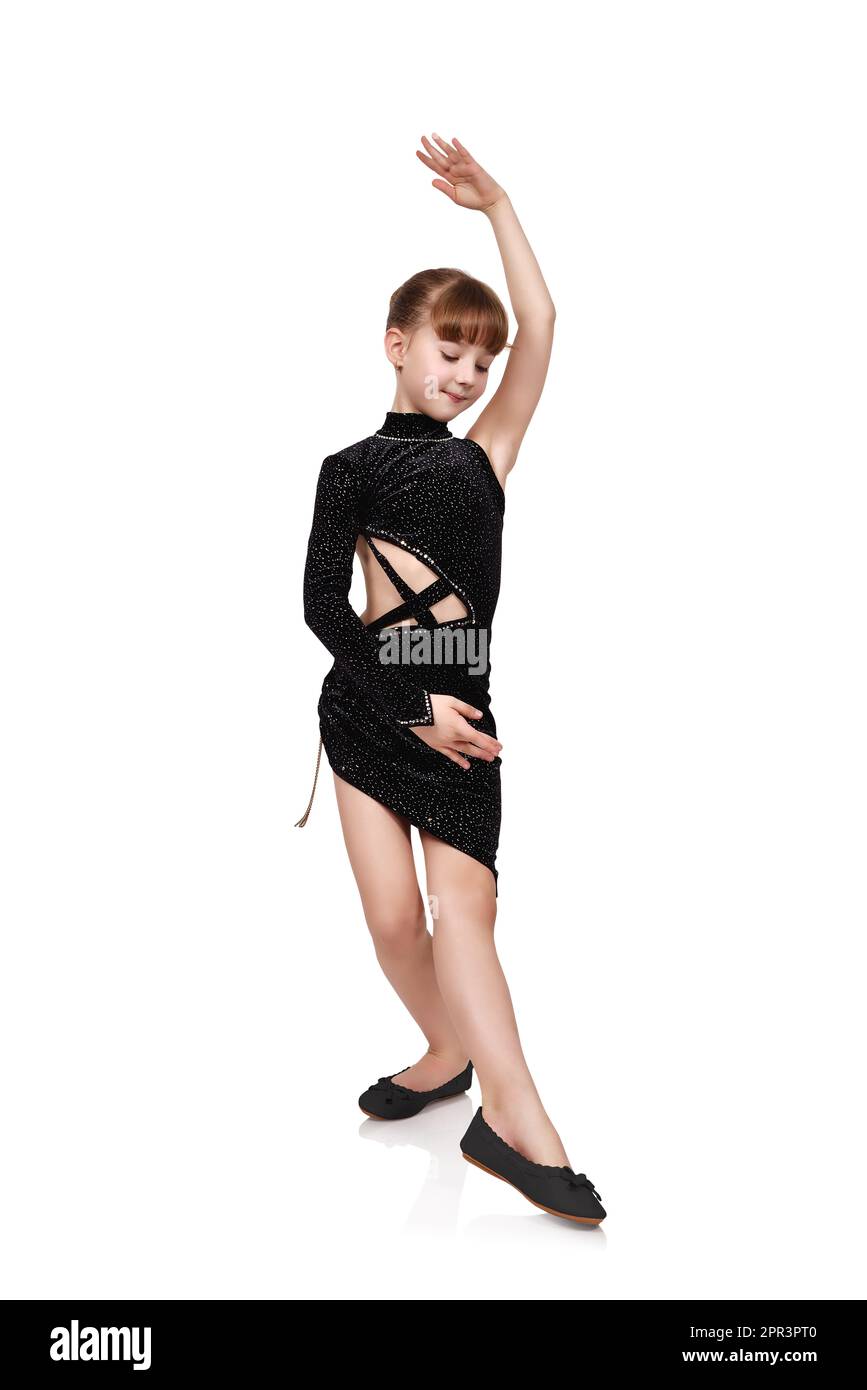 girl dancing latin dances isolated on a white background Stock Photo ...