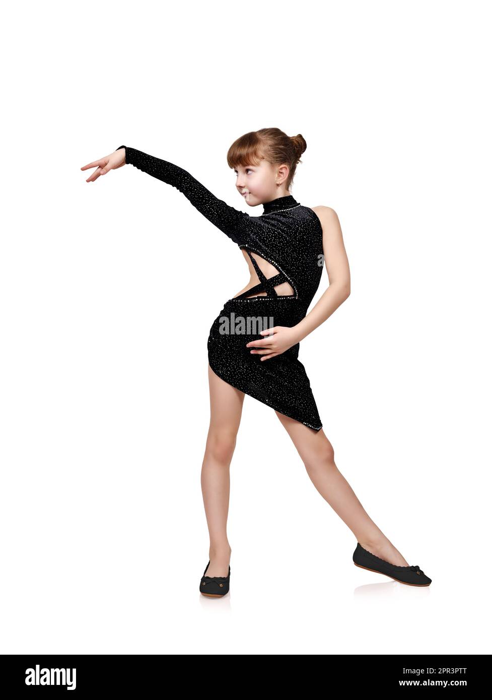 young girl dancing latin dances isolated on white background Stock ...
