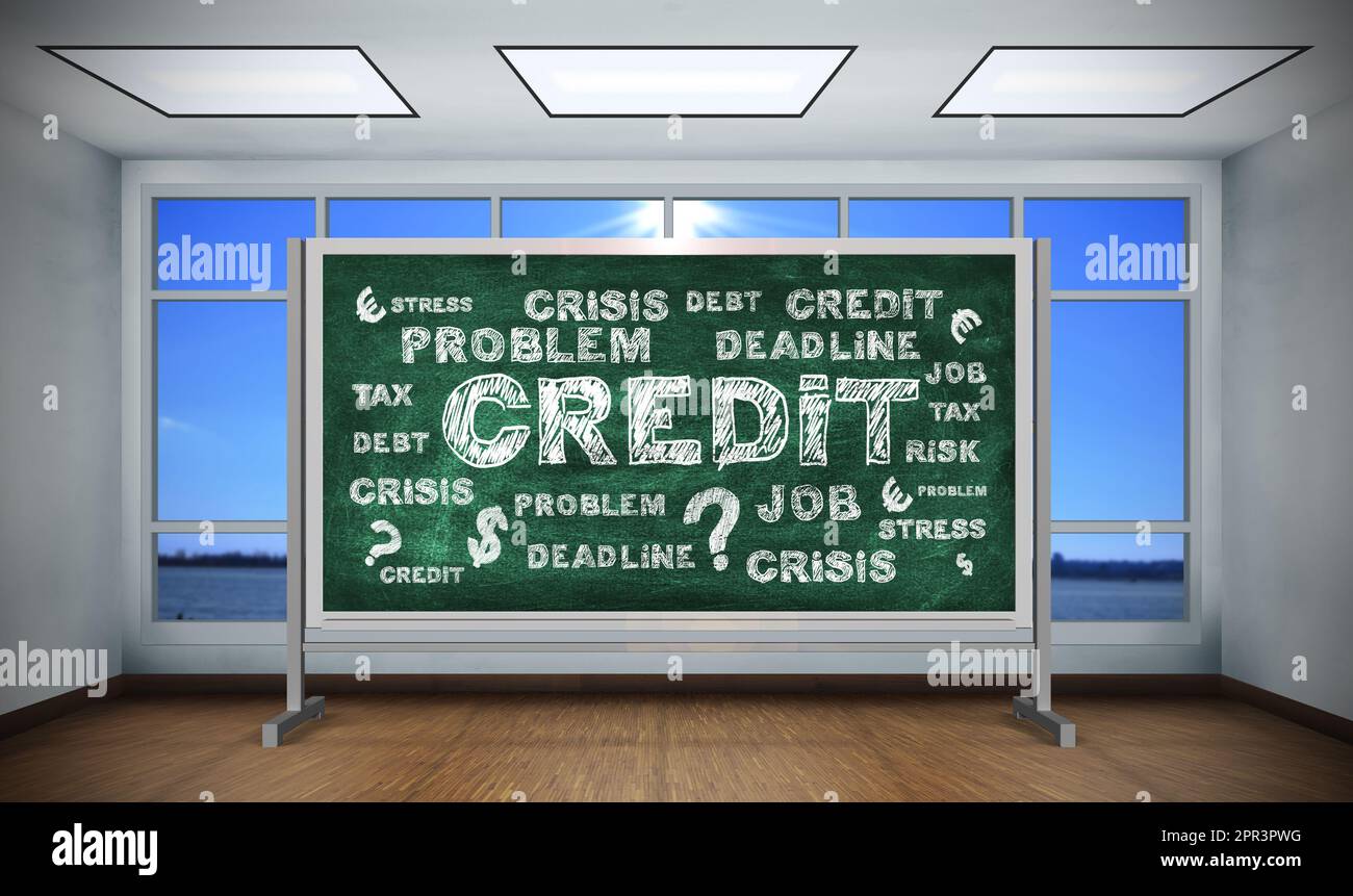 drawing credit concept on green blackboard in office Stock Photo - Alamy