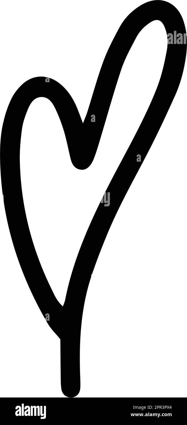 Hand drawn heart symbol love icon romantic trendy doodle art for ...