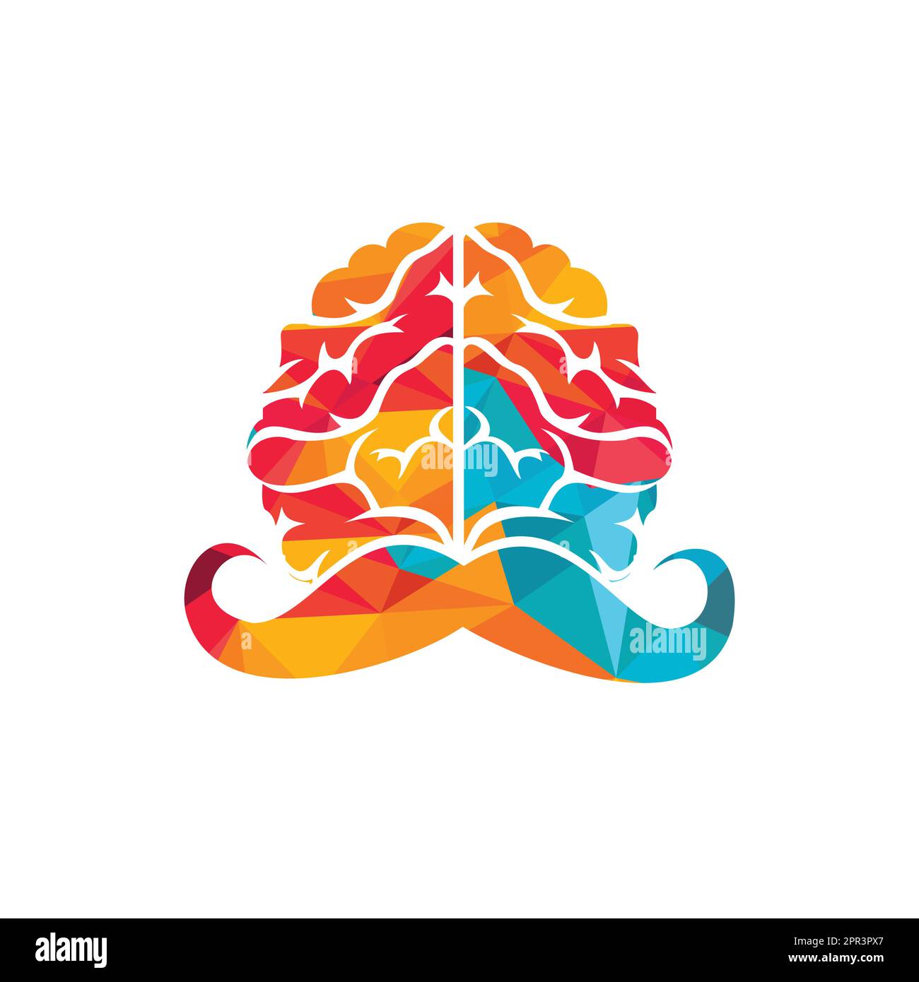 Moustache mind vector logo design template. Smart brain logo concept ...