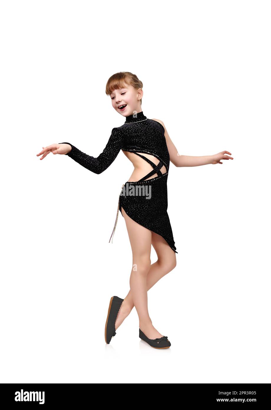 girl dancing chachacha isolated on white background Stock Photo - Alamy